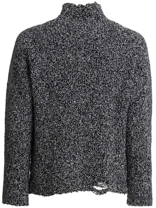 DIESEL® Wool Blend Knit Sweater With Raw Cut Edges