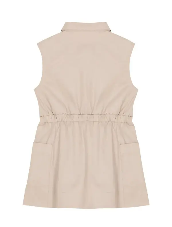 Balmain Sleeveless Shirt Dress With Gold Buttons - Beige