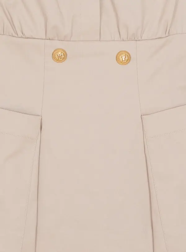 Balmain Sleeveless Shirt Dress With Gold Buttons - Beige