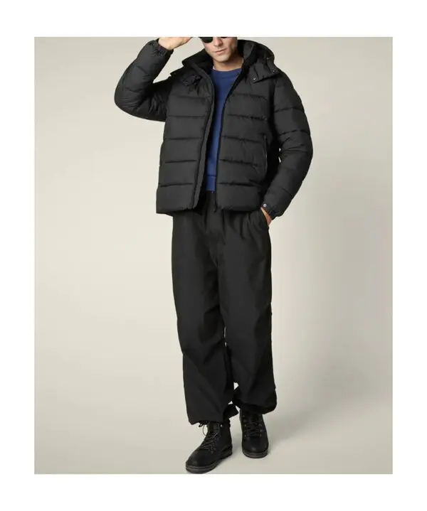 SAVE THE DUCK Stitch-on Hooded Cotton-padded Jacket - Black