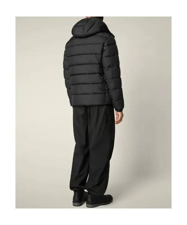 SAVE THE DUCK Stitch-on Hooded Cotton-padded Jacket - Black