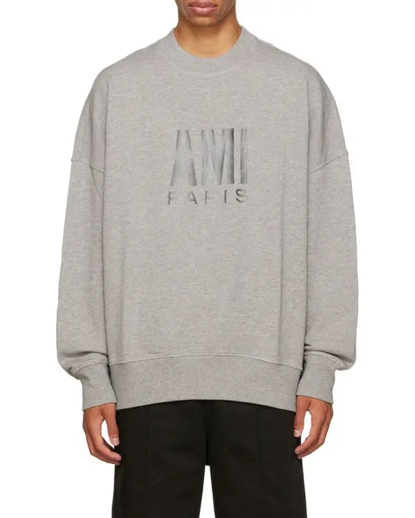 Ami Oversize Logo Embroidered Sweatshirt