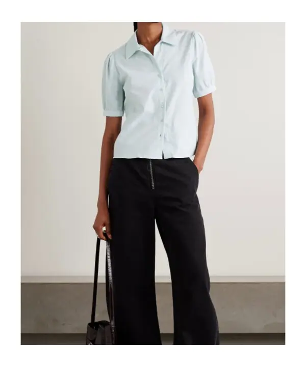 FRAME Cotton Corduroy Blouse With Pleated Sleeves