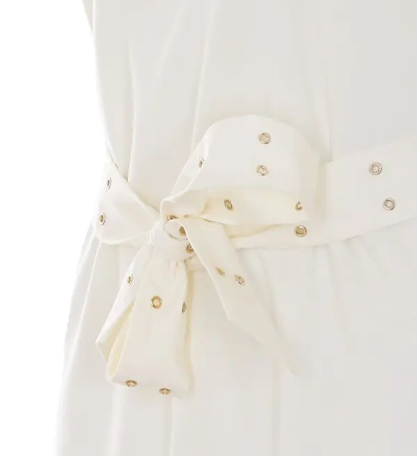 Liu Jo Belted Sleeveless V-neck Mini Dress - White