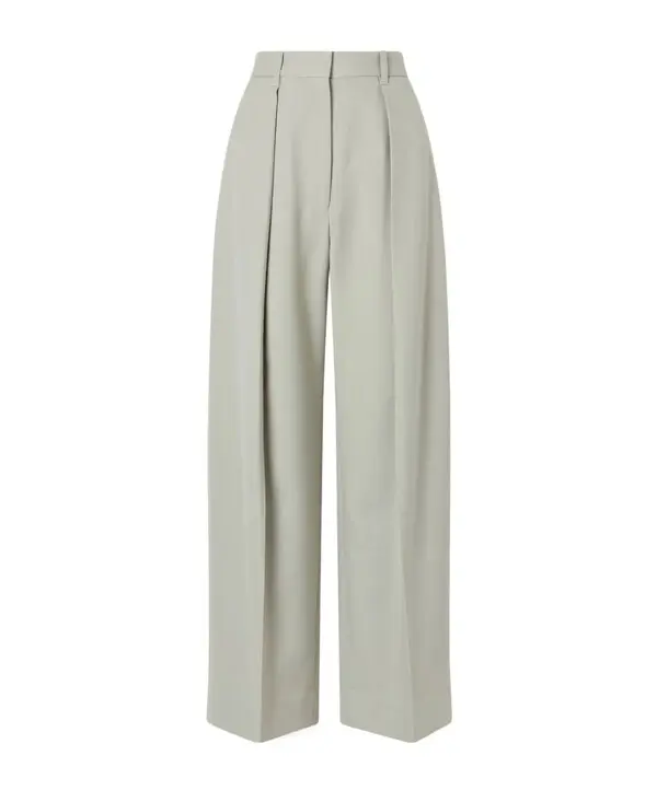 Victoria Beckham Pleated Grain De Poudre Wide-leg Trousers