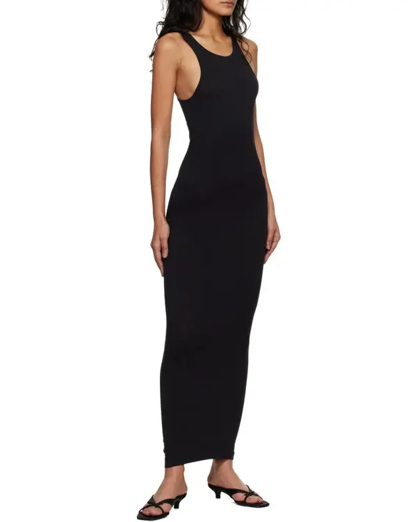 ENTIRE STUDIOS Ribbed Knit Midi Muscle Tank Dress - Black