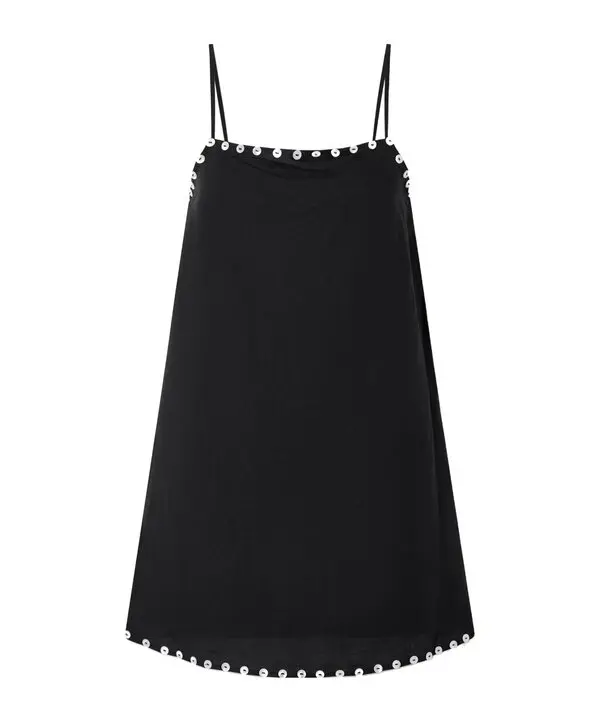 Staud Laura Mini Dress With Pearlescent Buttons - Black