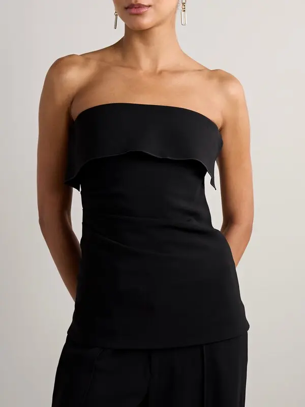 Proenza Schouler Strapless Layered Ruffle Top - Black