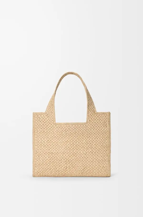 Loewe Woven Top Handle Bag With Embroidered Detail - Nude