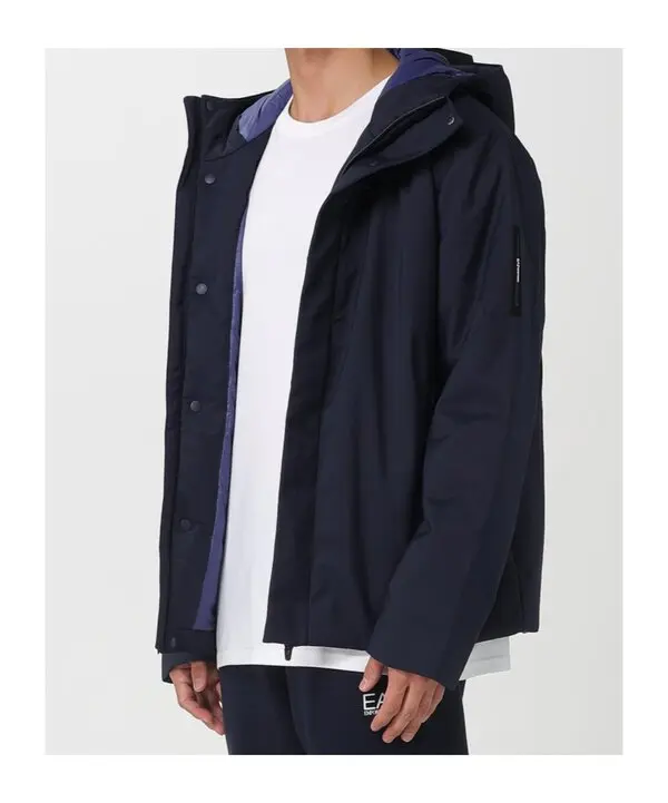 EA7 Long Sleeve Cotton Hooded Coat