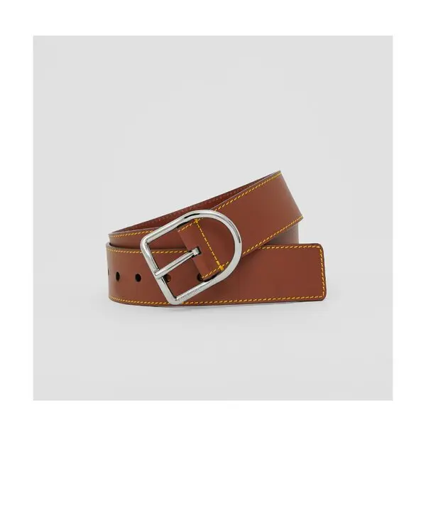 Burberry Leather Belt With D-ring Buckle - Brown