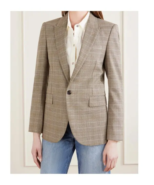 NILI LOTAN Single-breasted Plaid Blazer
