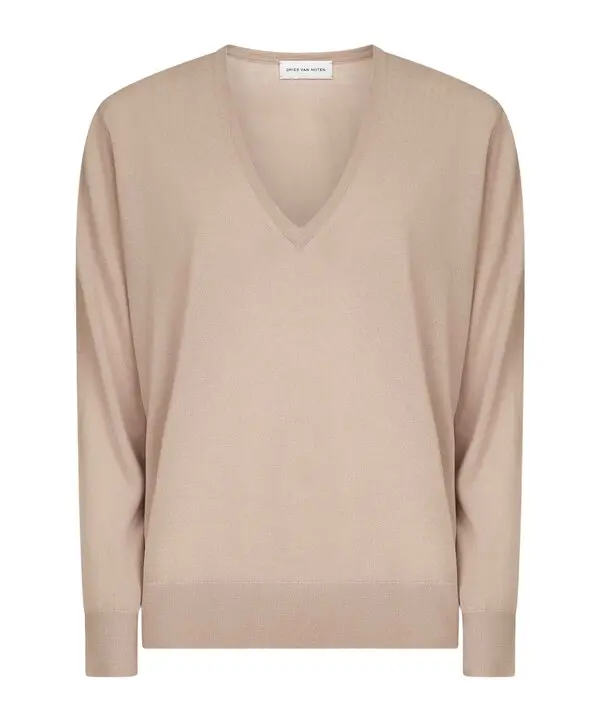 Dries Van Noten V-neck Long-sleeve Pullover - Nude