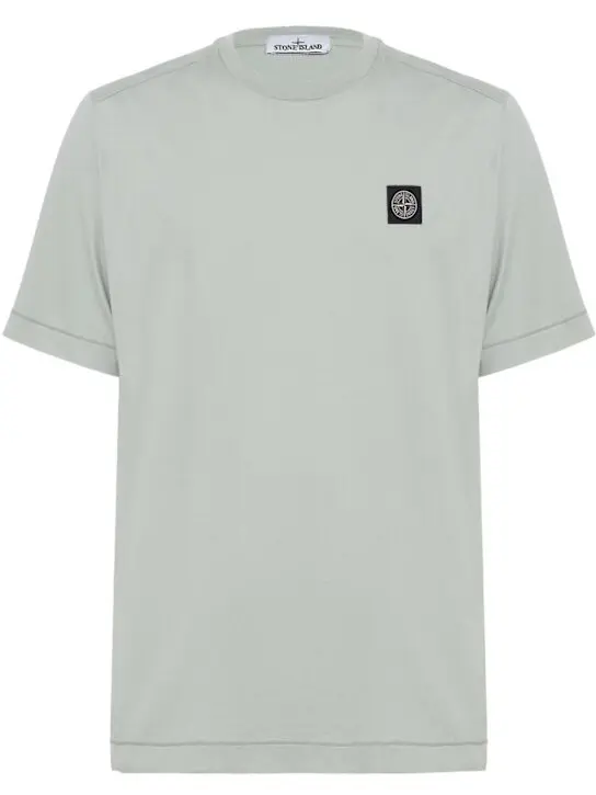 Stone Island Logo Patch Cotton T-shirt - Gray