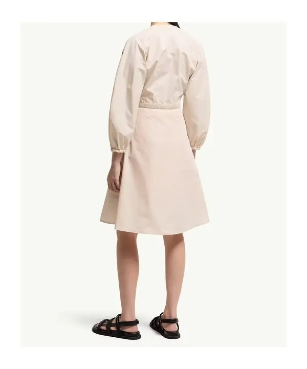 Moncler Pleated Poplin Midi Dress - Light Beige