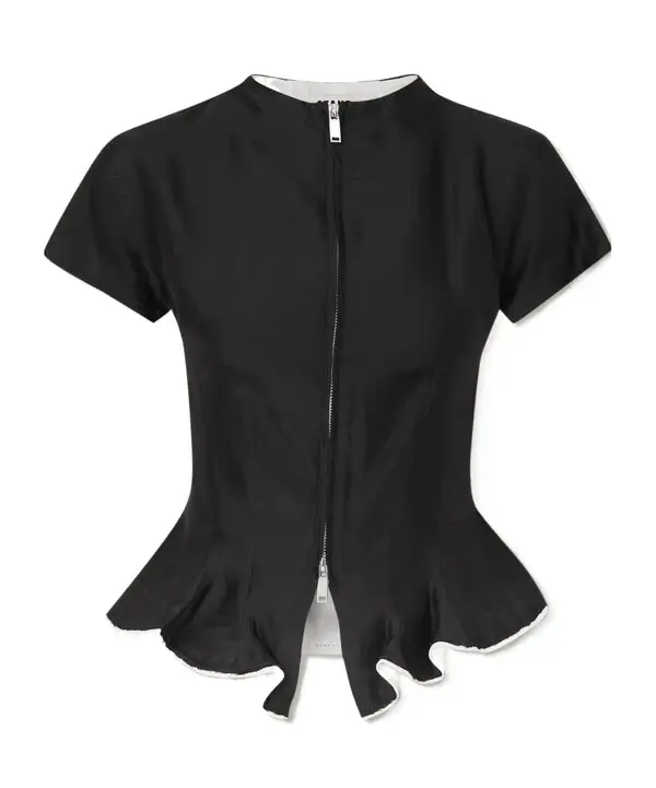 Staud Maelle Ruffled Shirt - Black