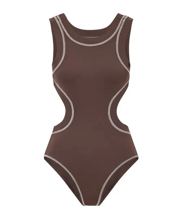 Staud Dolce One-piece Swimsuit With Side Cutouts - Brown