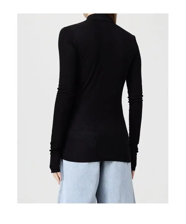 ENTIRE STUDIOS Long Sleeve Knit Polo Top - Black