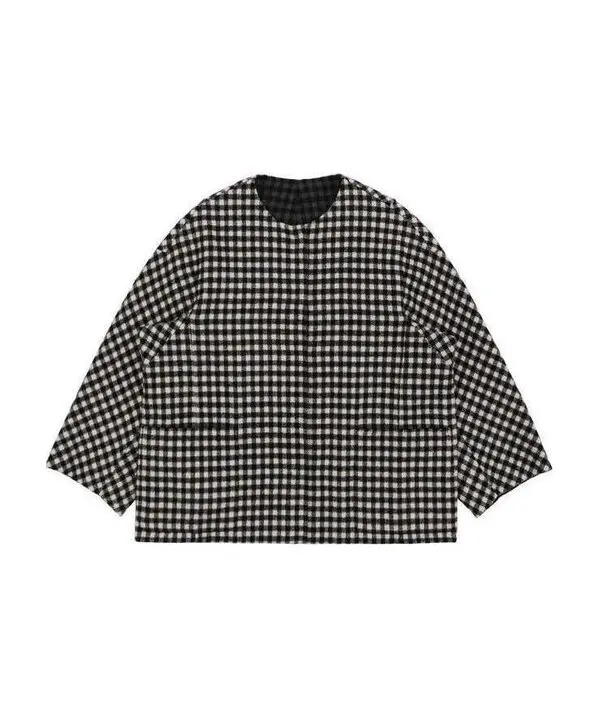 Max Mara Checked Double-sided Short Coat - Black