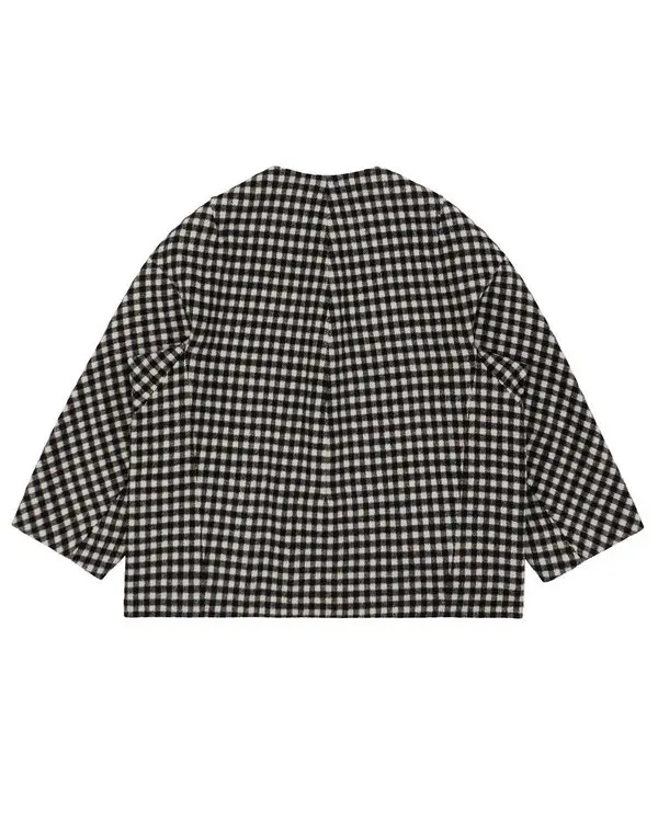 Max Mara Checked Double-sided Short Coat - Black