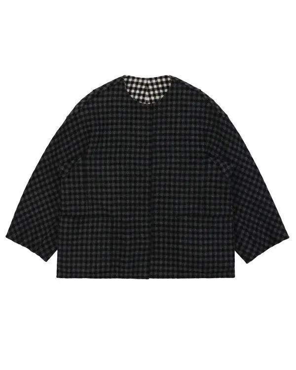 Max Mara Checked Double-sided Short Coat - Black