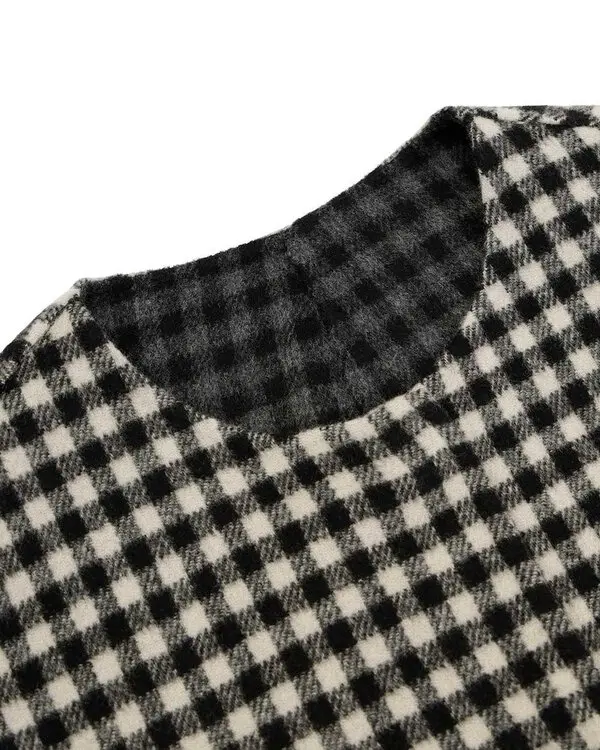 Max Mara Checked Double-sided Short Coat - Black