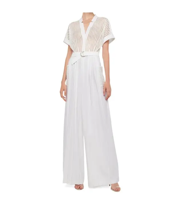 Norma Kamali Geralyn Short Sleeve Jumpsuit - Snow White