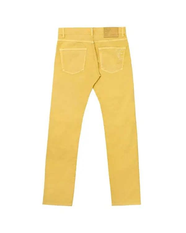 Versace Logo Straight Leg Jeans - Yellow