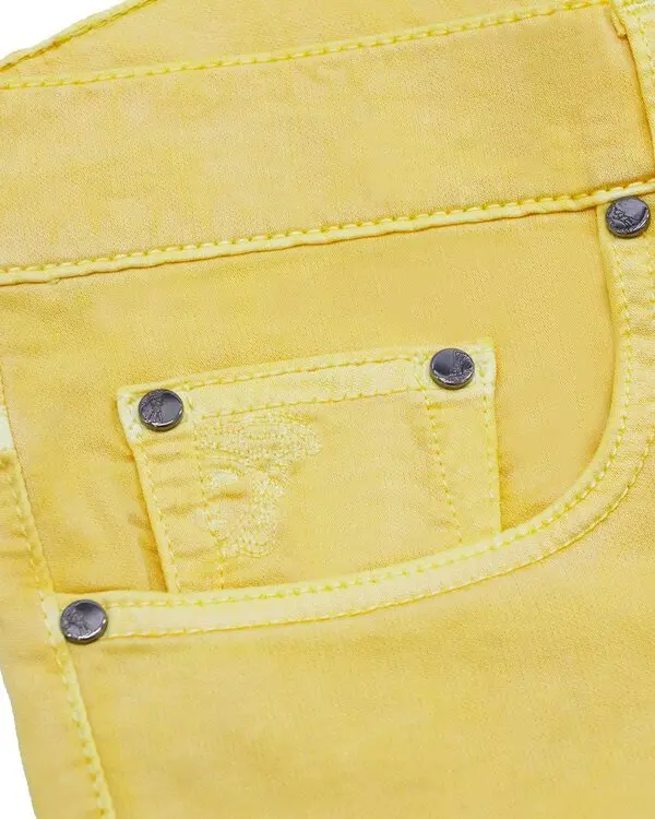 Versace Logo Straight Leg Jeans - Yellow
