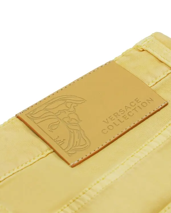Versace Logo Straight Leg Jeans - Yellow