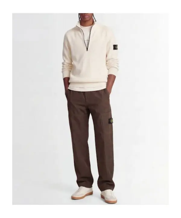 Stone Island Logo Cotton Half-zip Knit Sweater