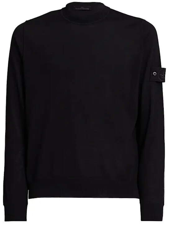 Stone Island Light Wool Crewneck Sweater - Black