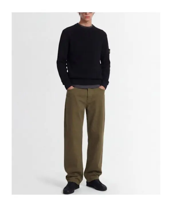Stone Island Logo Cotton Crewneck Sweater - Black