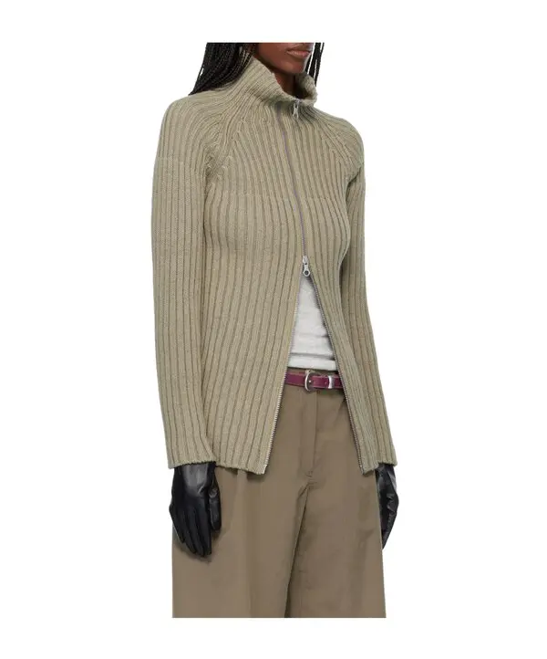 Our Legacy Straight-cut Zipper Wool Blend Knit Cardigan - Nude