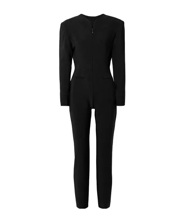 Norma Kamali V-neck Zip-front Jumpsuit - Black
