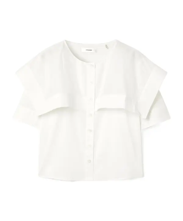 FRAME Cape-effect Cotton Shirt - White
