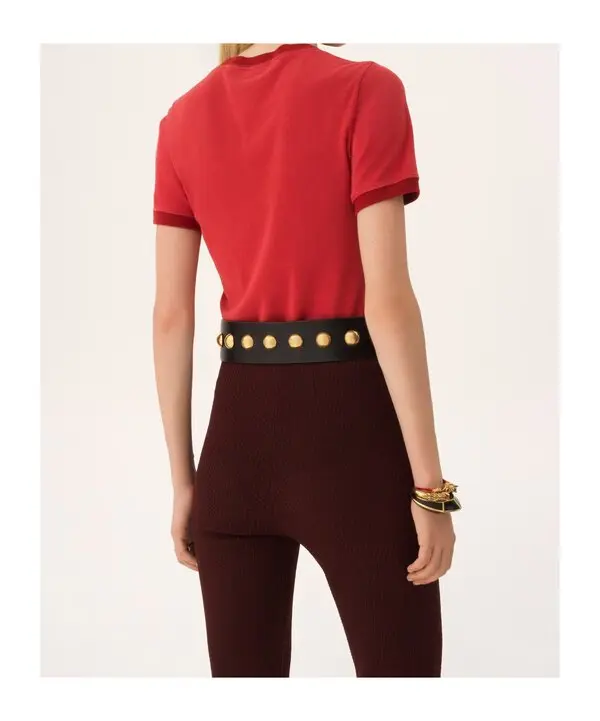 Chloé Printed Knit T-shirt - Fluorescent Red