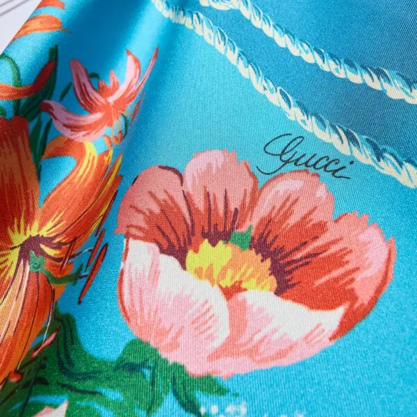 Gucci Printed Silk Twill Halter Neck Top - Multi-color