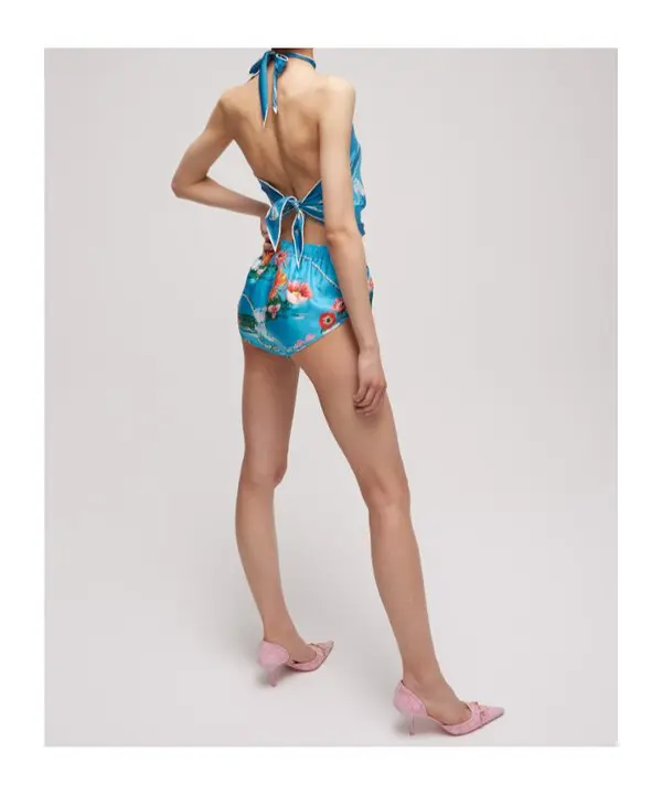 Gucci Printed Silk Twill Halter Neck Top - Multi-color