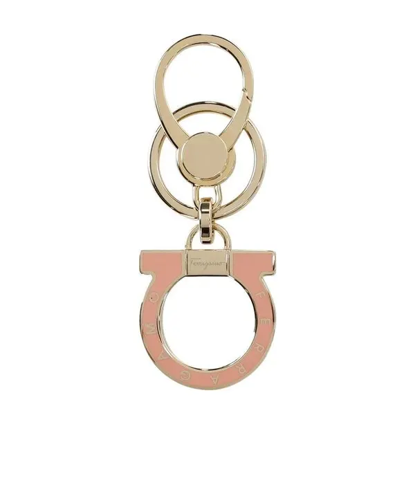 FERRAGAMO Logo Metal Ring Key Chain - Nude