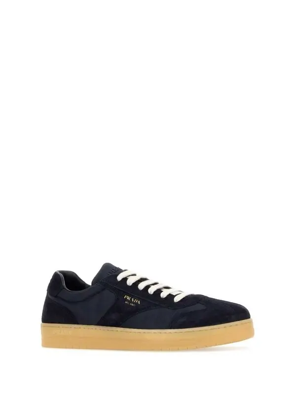 Prada Round Toe Lace-up Sneakers - Blue