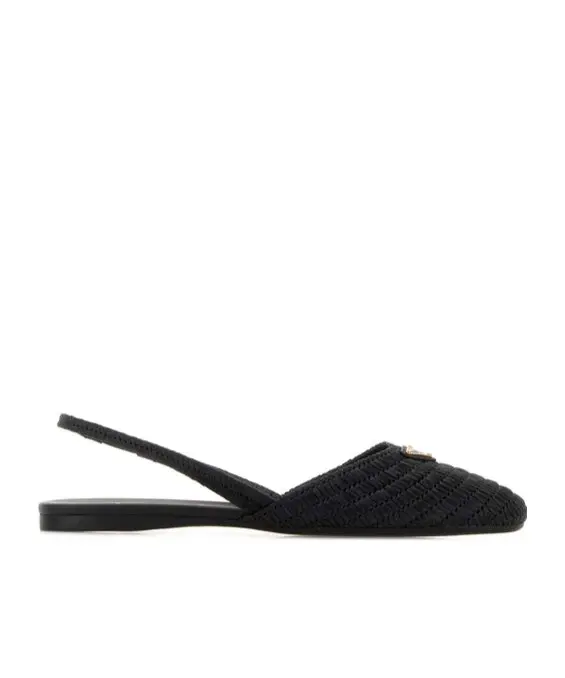 Prada Woven Slingback Ballet Flats - Black