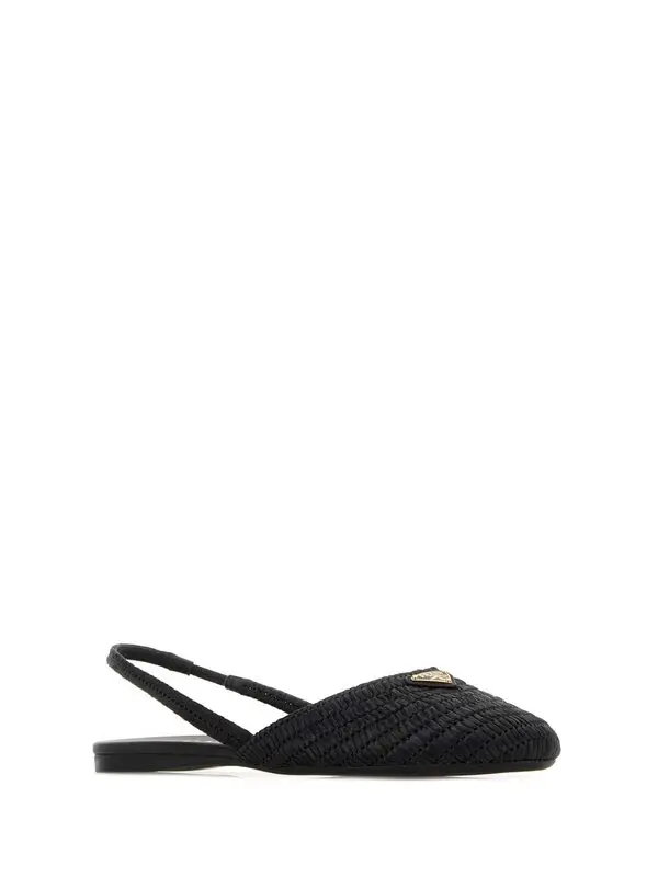 Prada Woven Slingback Ballet Flats - Black