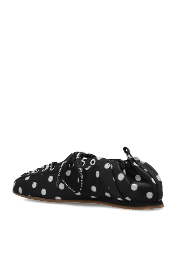 GANNI Lace-up Printed Ballet Flats