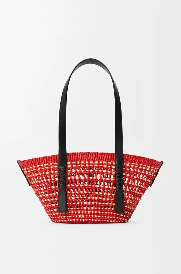 Loewe Small Braided Basket Bag With Top Handle - Red/natural
