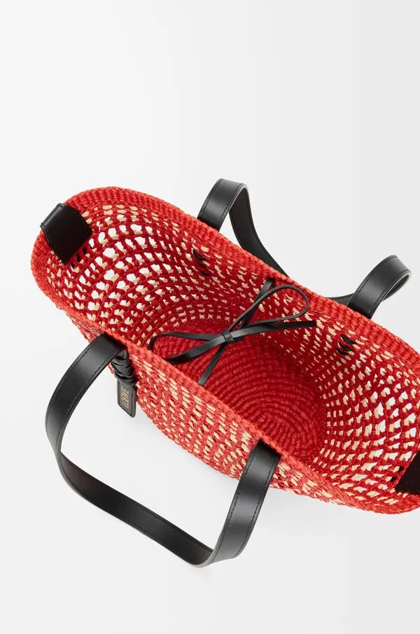 Loewe Small Braided Basket Bag With Top Handle - Red/natural