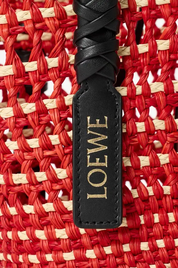 Loewe Small Braided Basket Bag With Top Handle - Red/natural