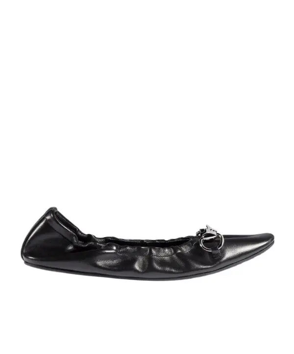 Gucci Horsebit Detailed Ballerina Flats - Black