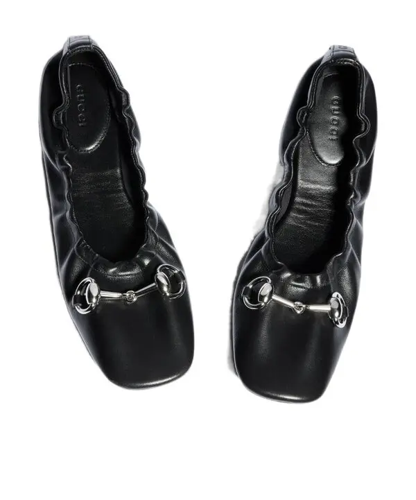 Gucci Horsebit Detailed Ballerina Flats - Black