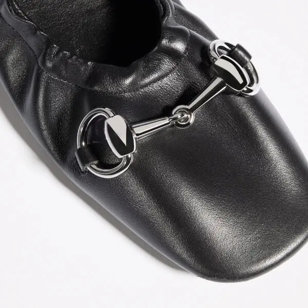 Gucci Horsebit Detailed Ballerina Flats - Black